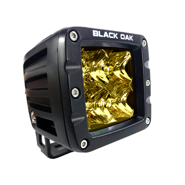 New - 2 Inch Yellow Lens Flood or Spot Pod: Black Oak LED Pro Series 3. ...